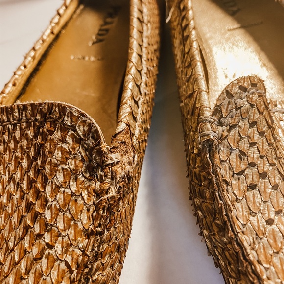Prada | Shoes | Prada Snakeskin Loafers Gold | Poshmark